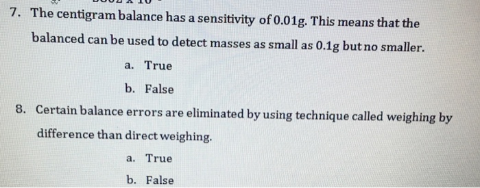 Solved The centigram balance has a sensitivity of 0.01g. | Chegg.com