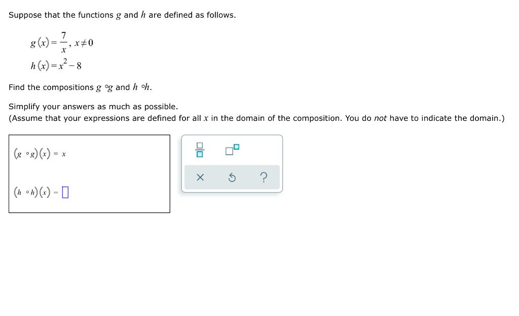 Solved Suppose that the functions g and h are defined as | Chegg.com