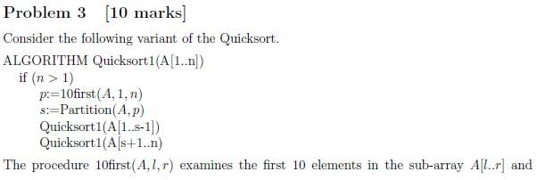 Solved Problem 3 [10 marks] Consider the following variant | Chegg.com