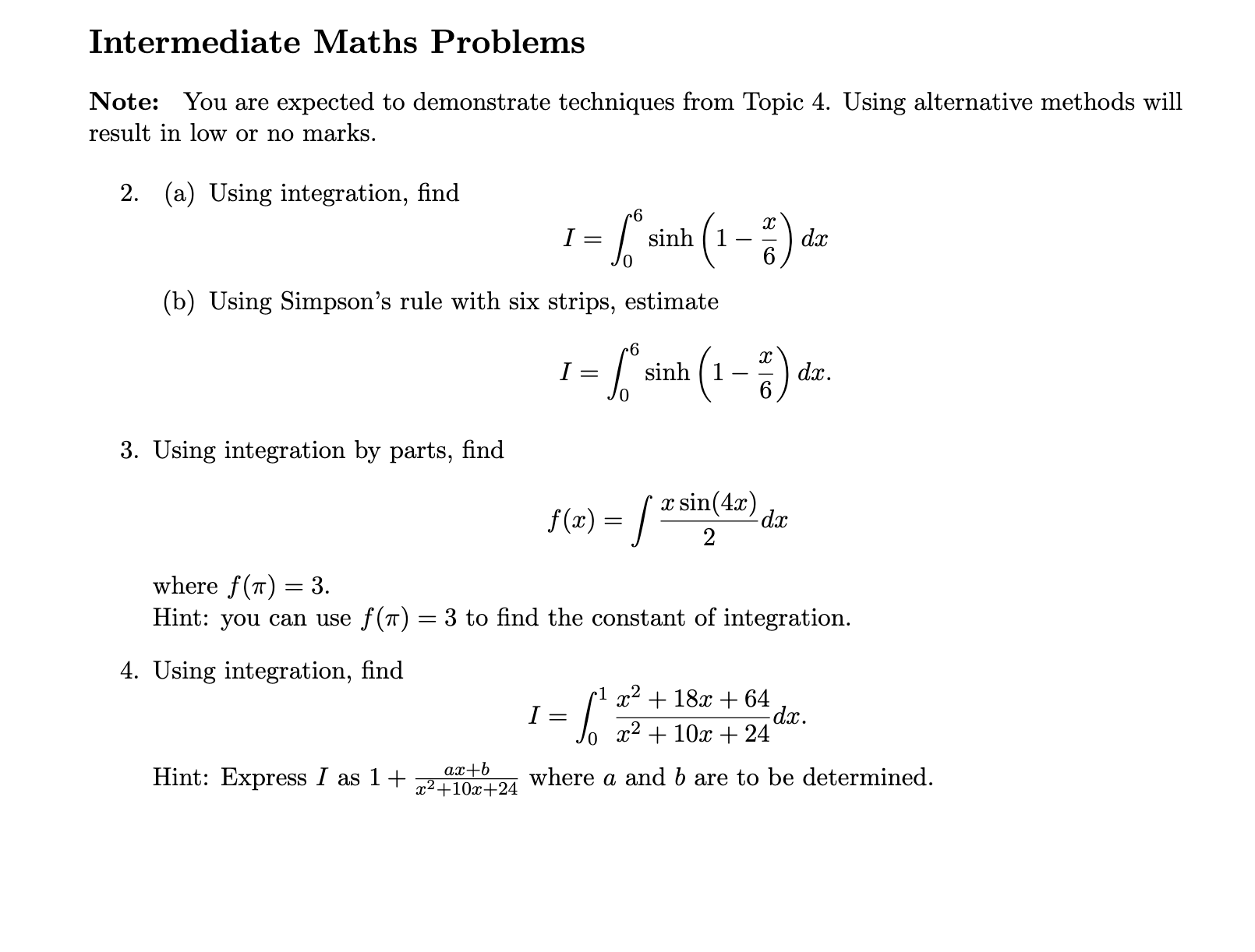 Solved Intermediate Maths Problems Note: You are expected to | Chegg.com