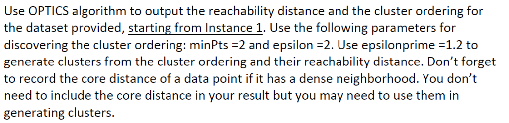 Use OPTICS algorithm to output the reachability | Chegg.com