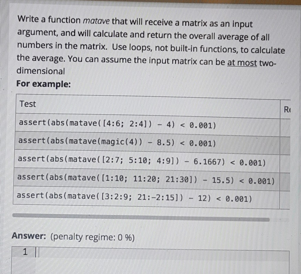 Solved Write a function matave that will receive a matrix as | Chegg.com