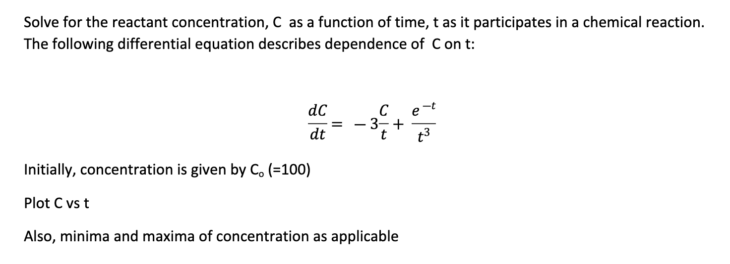 Solved Solve for the reactant concentration, C ﻿as a | Chegg.com
