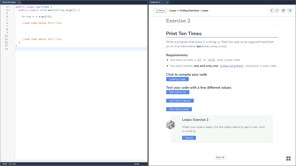Solved Exercise 2 Prejava x 1 public class Exercisez { | Chegg.com