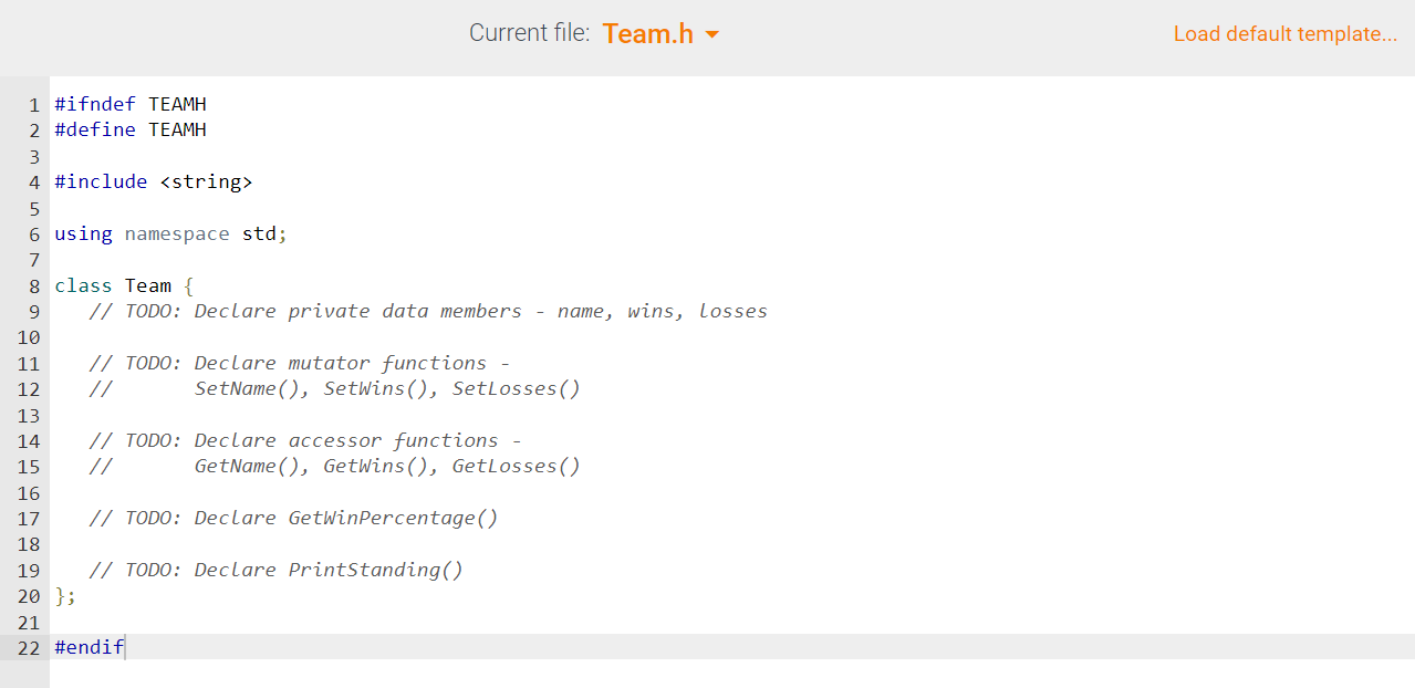 Solved Given Main Define The Team Class In Files Teamh 