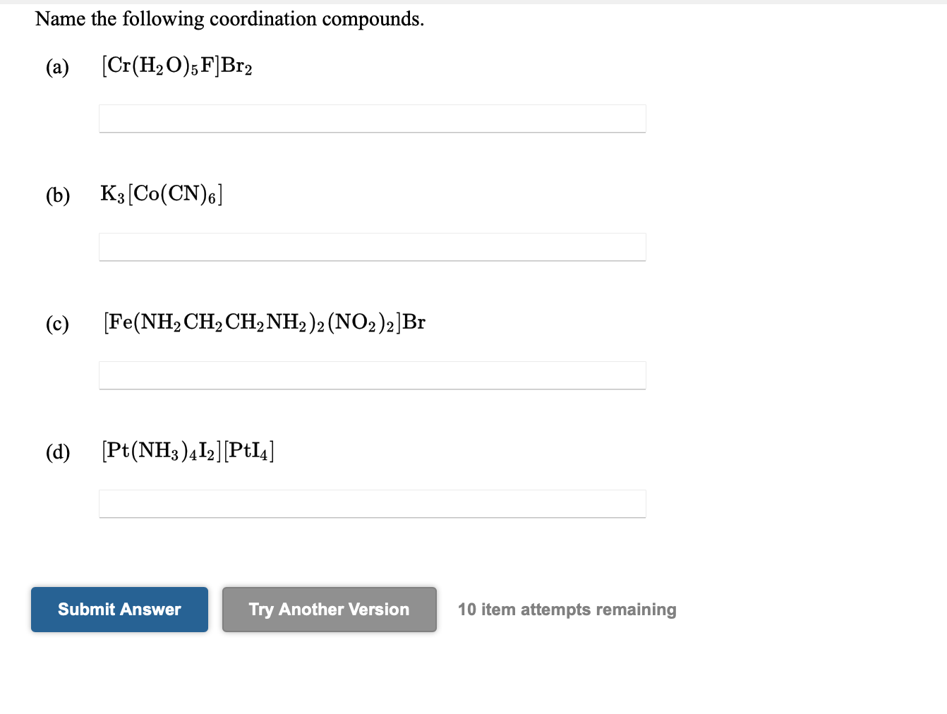 Solved Name the following coordination compounds. (a) | Chegg.com
