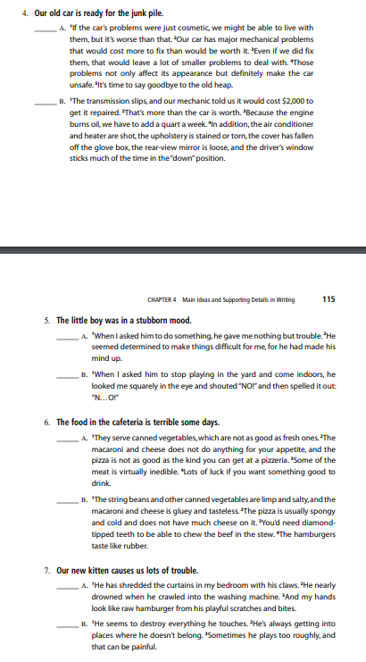 Solved Each point is followed by three statements that | Chegg.com