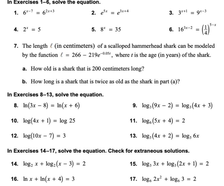 Solved In Exercises 1-6, solve the equation. 1. 6-7 = 62x+3 | Chegg.com