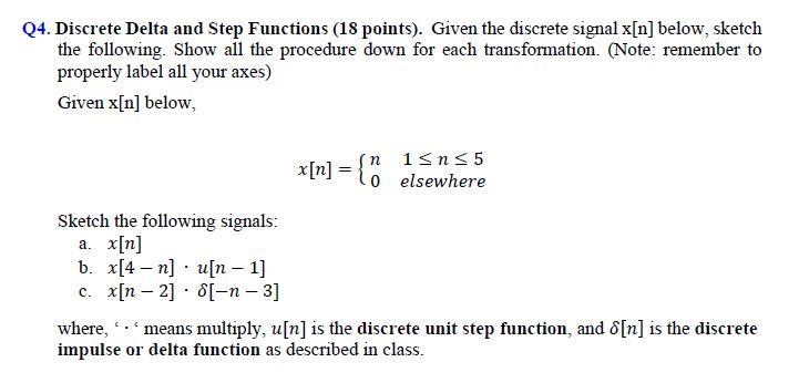 Solved Q4. Discrete Delta and Step Functions (18 points). | Chegg.com
