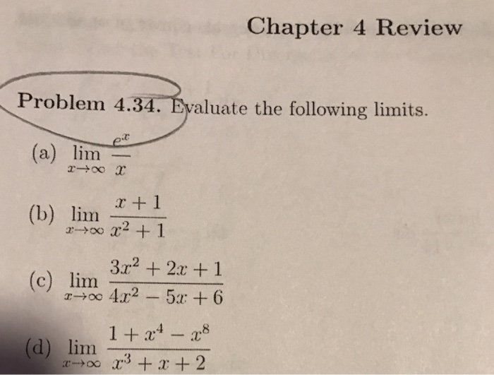Solved Evaluate the following limits. (a) lim_ x rightarrow | Chegg.com