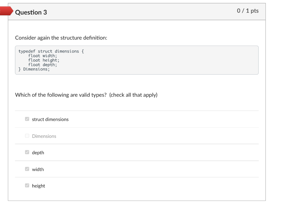 Solved Incorrect Question 9 Consider again these structure | Chegg.com