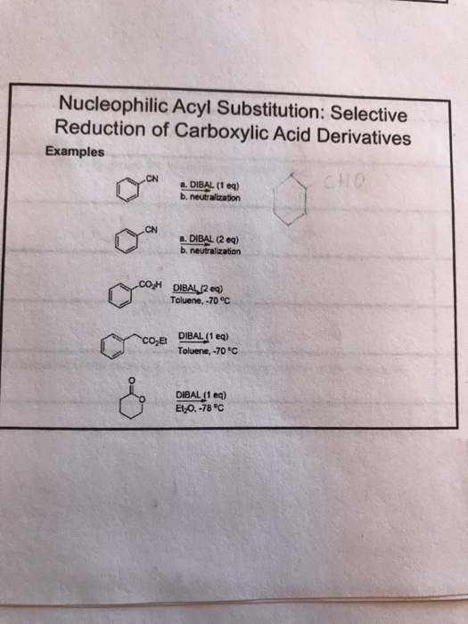 Solved Nucleophilic Acyl Substitution: Selective Reduction | Chegg.com