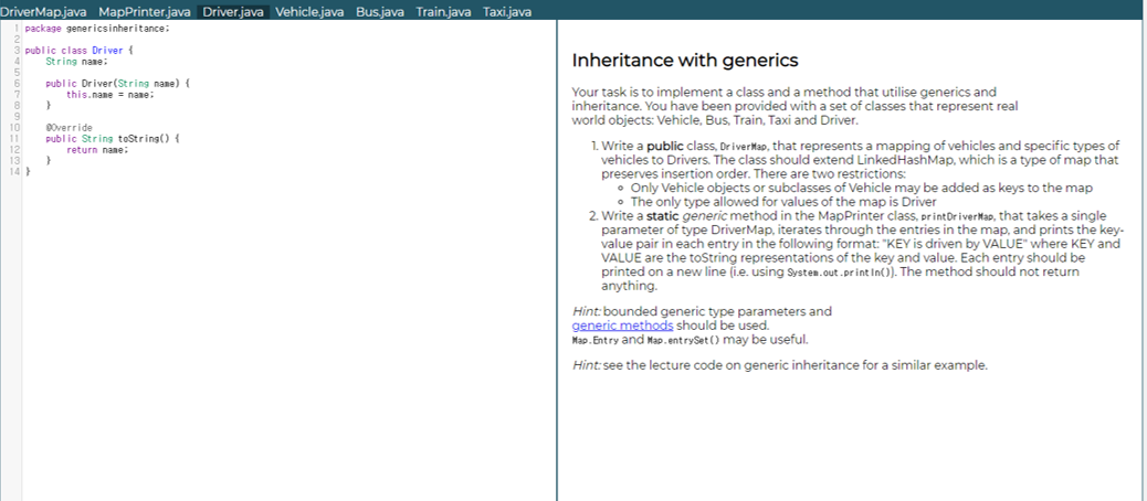Solved DriverMap.java MapPrinter.java Driver.java | Chegg.com