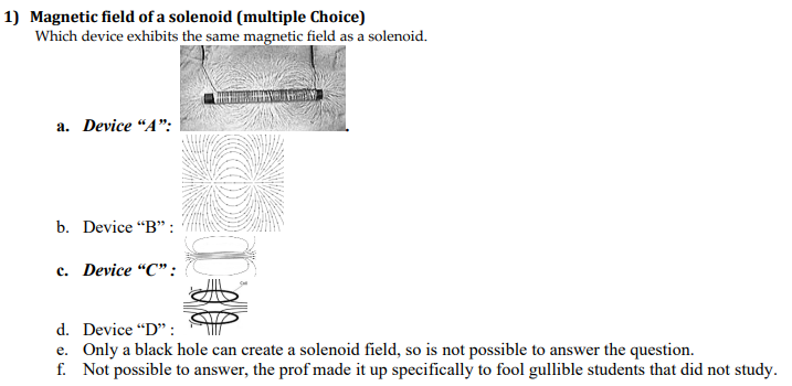 Solved 1) Magnetic field of a solenoid (multiple Choice) | Chegg.com