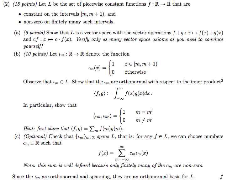 Solved 2) (15 points) Let L be the set of piecewise constant | Chegg.com