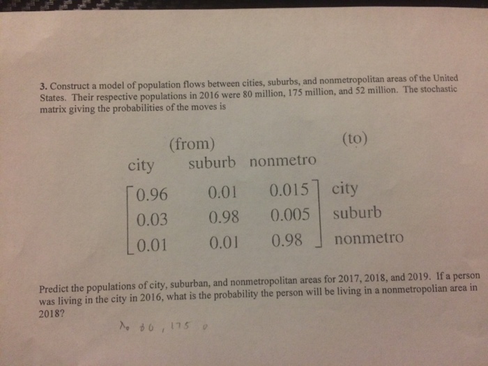 Solved 3. Construct a model of population flows between | Chegg.com