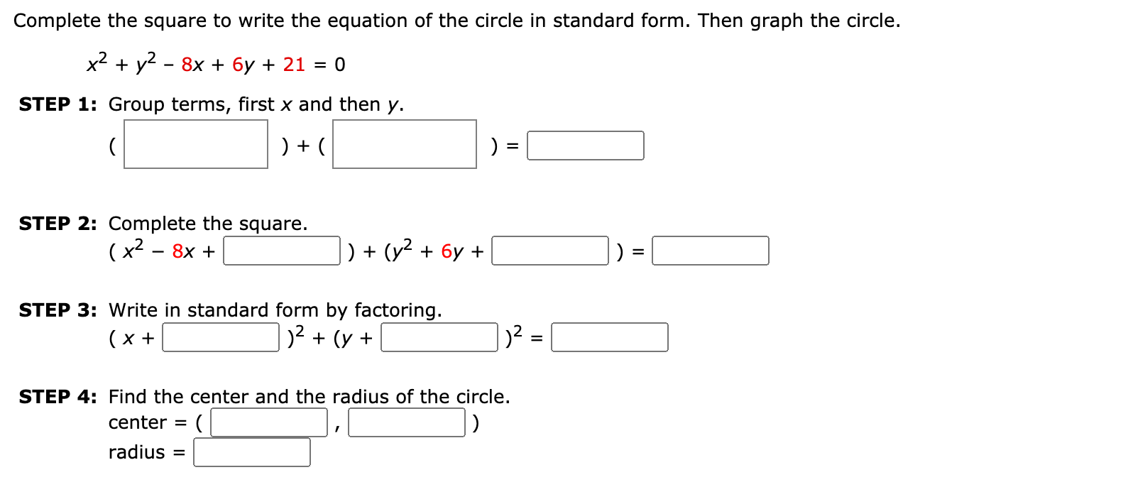 Solved Complete the square to write the equation of the | Chegg.com