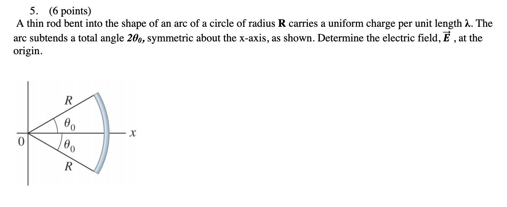 Solved 5. (6 points) A thin rod bent into the shape of an | Chegg.com