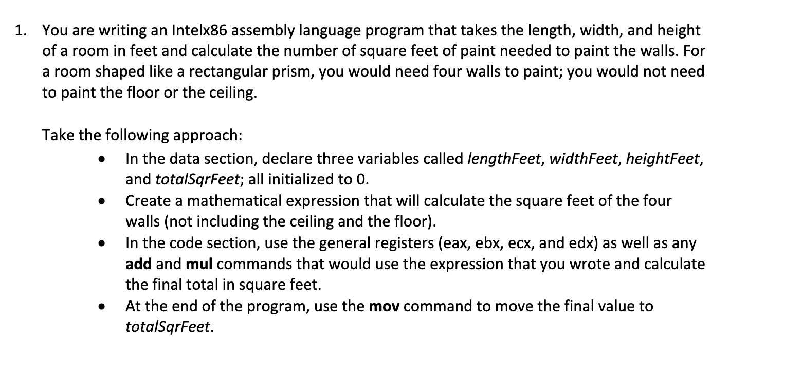 Solved You are writing an Intelx86 ﻿assembly language | Chegg.com