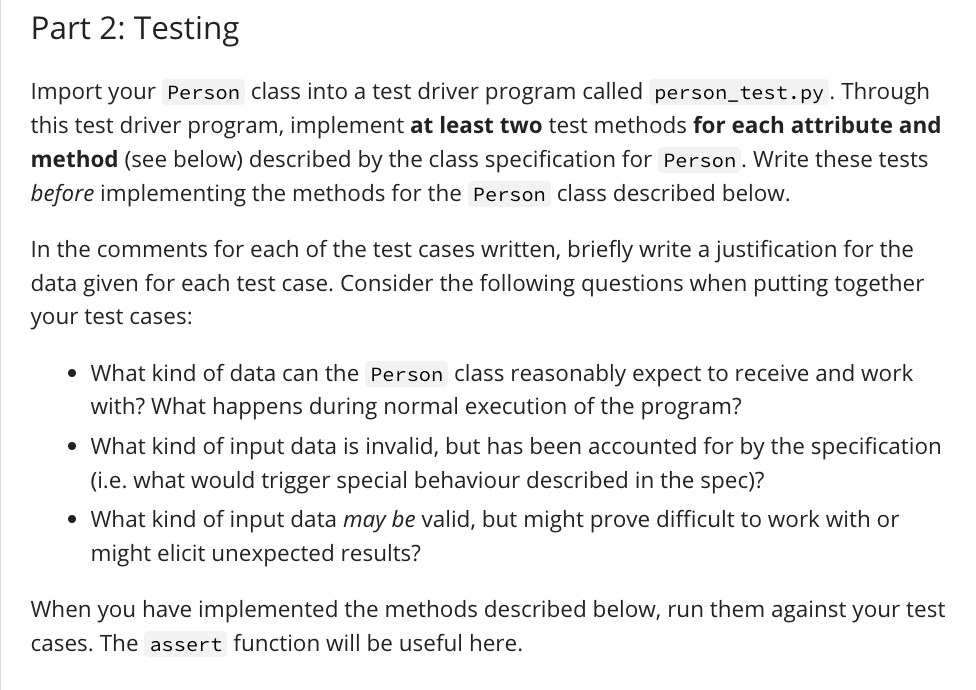 Solved 6 Person Part 1: Attributes Implement the Person | Chegg.com Solved 6 Person Part 1: Attributes Implement the Person | Chegg.com