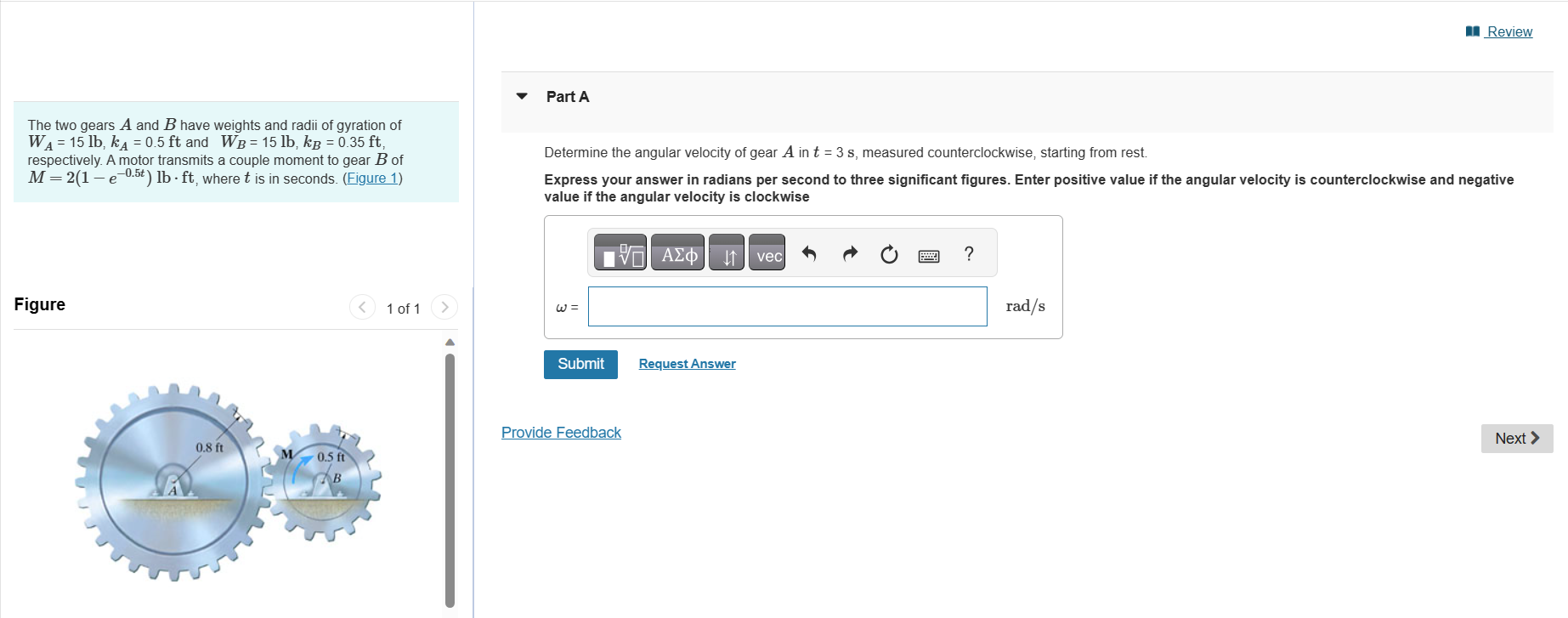 Solved The two gears A and B have weights and radii of | Chegg.com