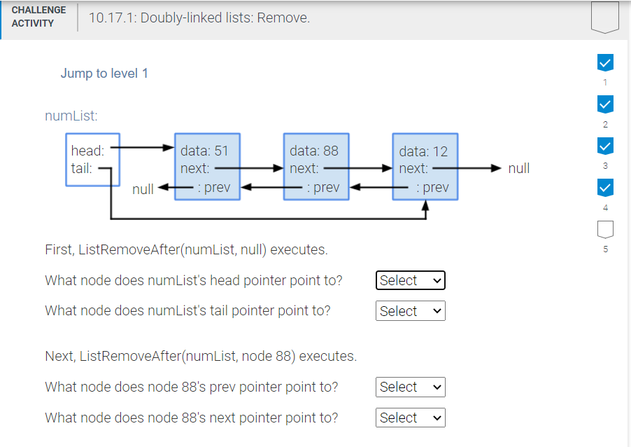 Solved CHALLENGE ACTIVITY 10.17.1: Doubly-linked lists: | Chegg.com
