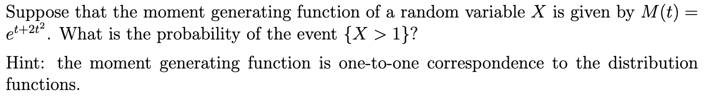 Solved Suppose that the moment generating function of a | Chegg.com