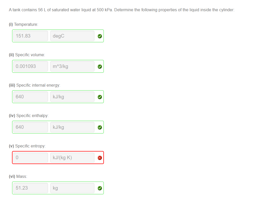 Solved How Can I calculate Specific Entropy Please I want | Chegg.com