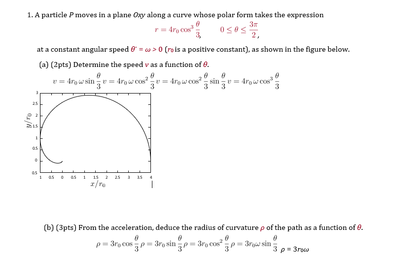 Solved 1. A particle P moves in a plane Oxy along a curve | Chegg.com