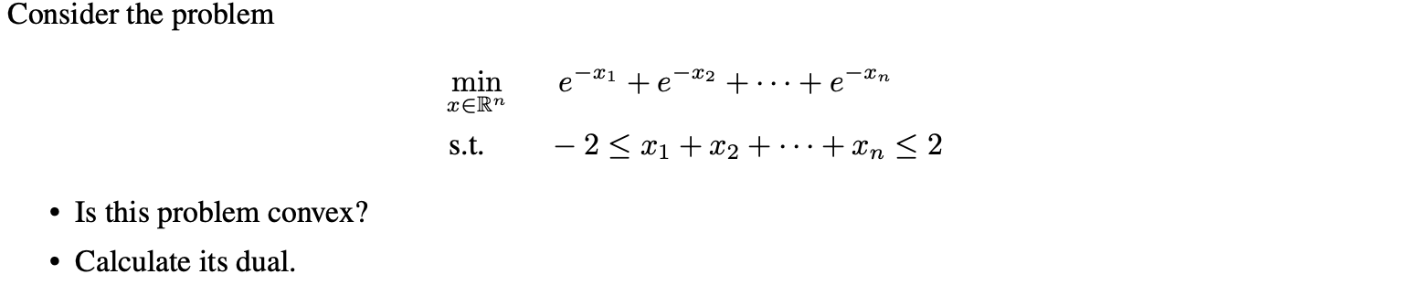 Solved Consider the problem minx∈Rn s.t. | Chegg.com