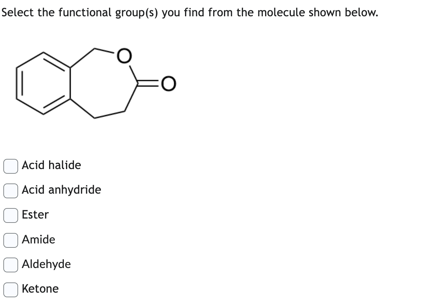 Solved Select the functional group(s) you find from the | Chegg.com
