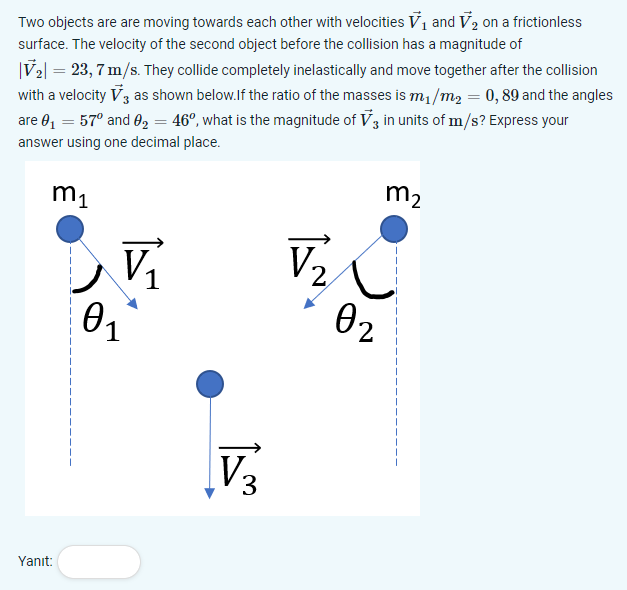 Solved Two objects are are moving towards each other with | Chegg.com
