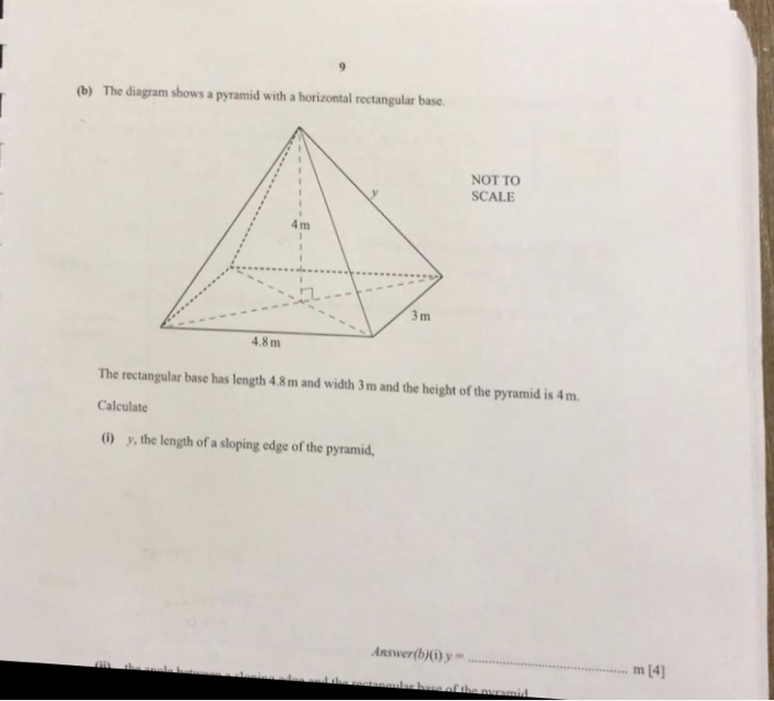 Solved (b) The diagram shows a pyramid with a horizontal | Chegg.com
