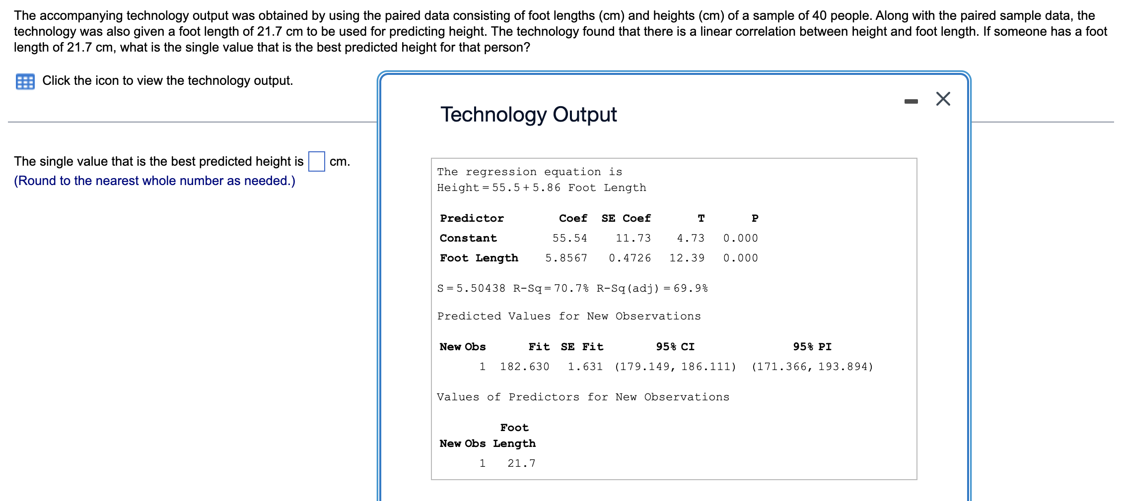 Solved The accompanying technology output was obtained by | Chegg.com