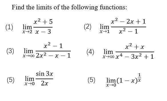 Solved Find the limits of the following functions: (1) x2 + | Chegg.com