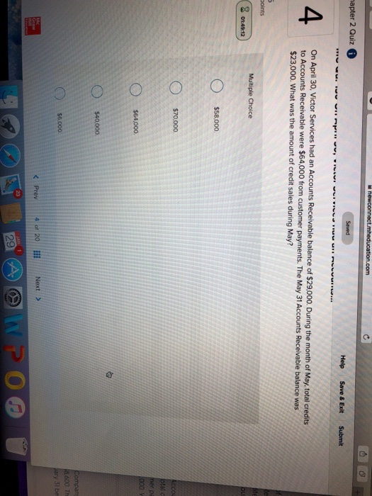 Solved 4 Help Save& Exit Submit On April 30, Victor Services | Chegg.com