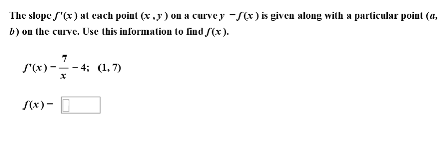 Solved The slope f'(x) at each point (x,y) on a curve y = | Chegg.com