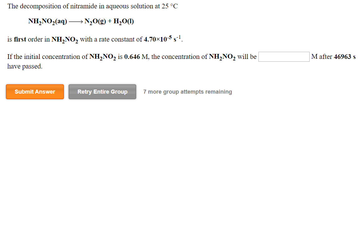 Solved The decomposition of nitramide in aqueous solution at | Chegg.com