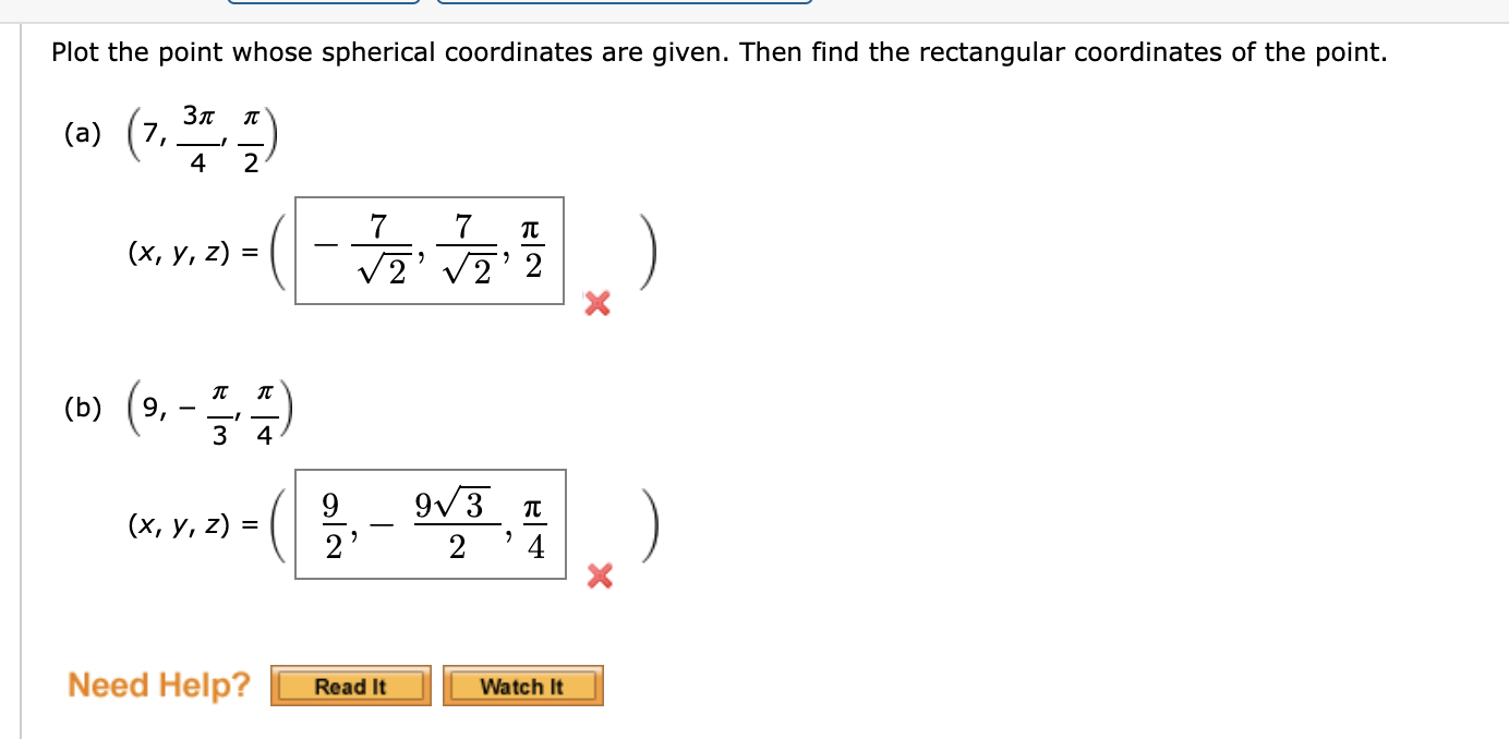 Solved Plot the point whose spherical coordinates are given. | Chegg.com