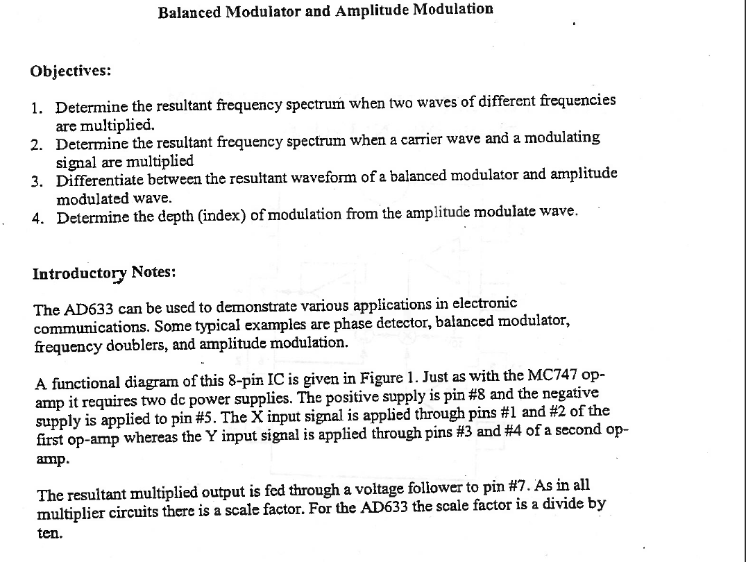 Balanced Modulator and Amplitude Modulation | Chegg.com