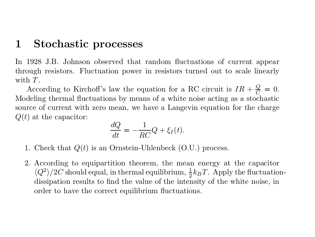 Solved 1 Stochastic processes In 1928 J.B. Johnson observed | Chegg.com