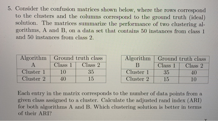 Solved 5. Consider the confusion matrices shown below, where | Chegg.com Solved 5. Consider the confusion matrices shown below, where | Chegg.com