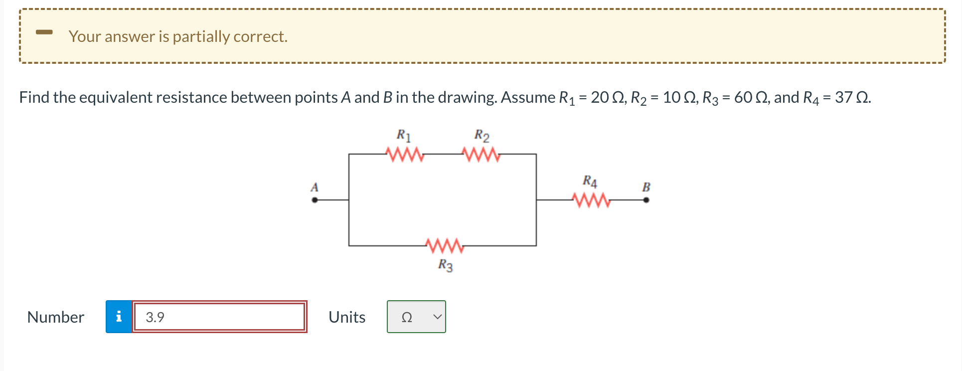 Solved R1=20Ω,R2=10Ω,R3=60Ω, and R4=37Ω | Chegg.com