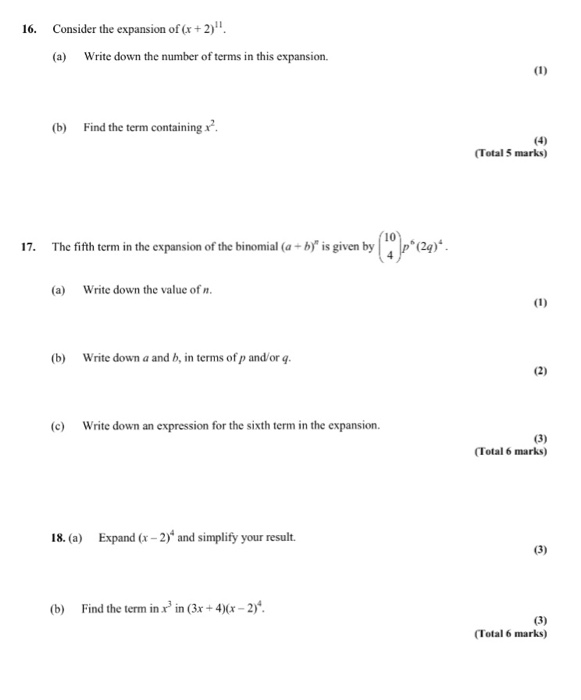 Solved 16. Consider the expansion of (e+2)" (a) Write down | Chegg.com