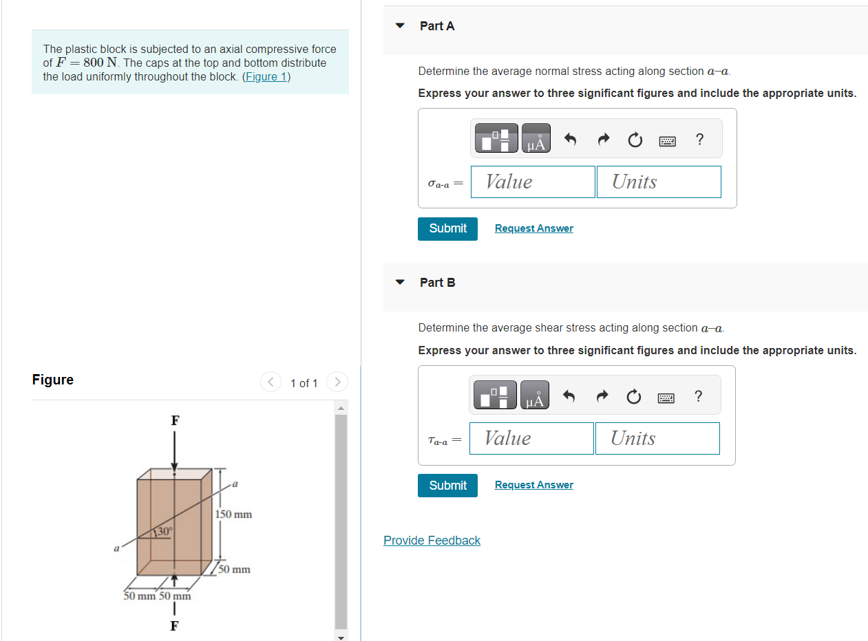 Solved The plastic block is subjected to an axial | Chegg.com