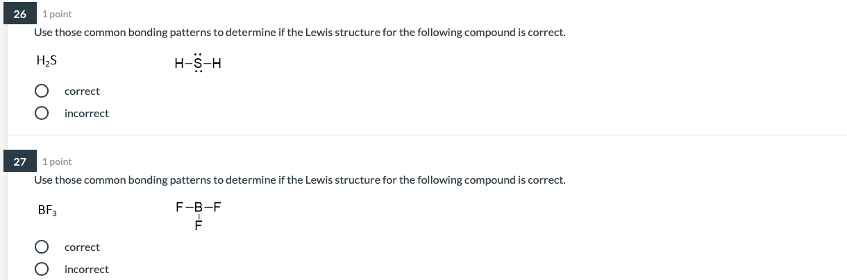 Solved 26 1 point Use those common bonding patterns to | Chegg.com
