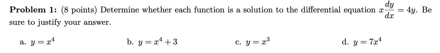 Solved Problem 1: (8 ﻿points) ﻿Determine whether each | Chegg.com