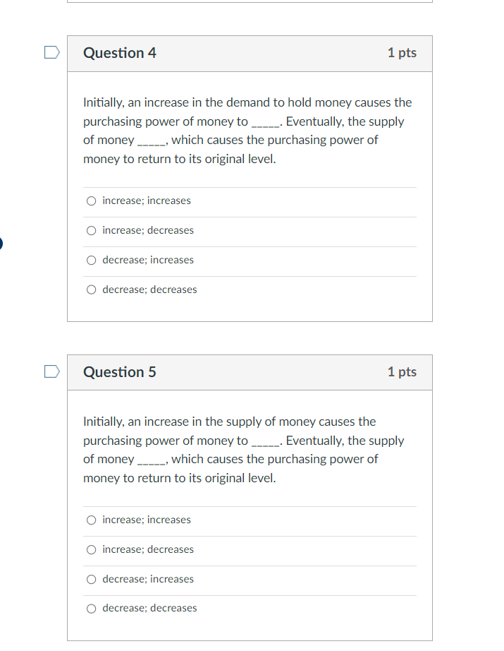 Solved Initially, an increase in the demand to hold money | Chegg.com