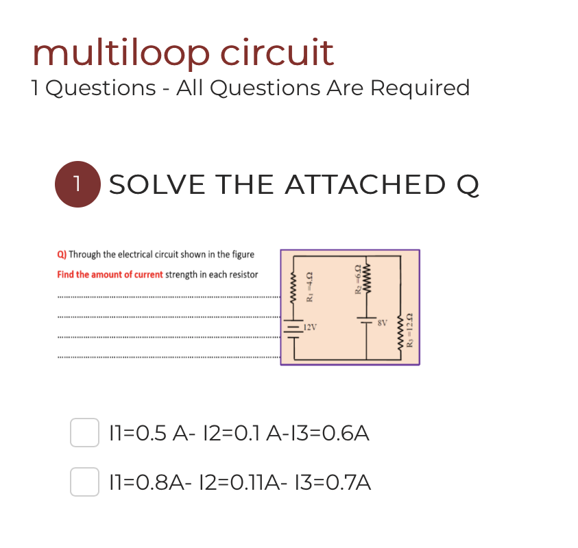 Solved multiloop circuit 1 Questions - All Questions Are | Chegg.com