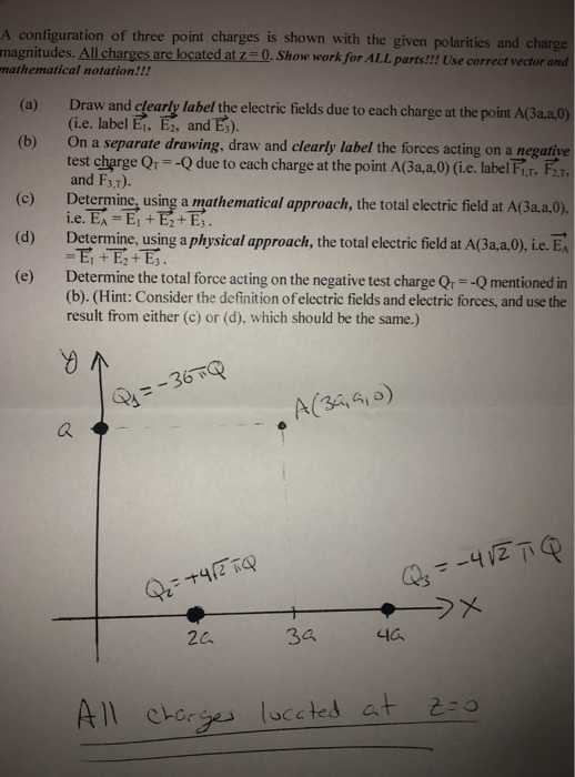 Solved A configuration of three point charges is shown with | Chegg.com